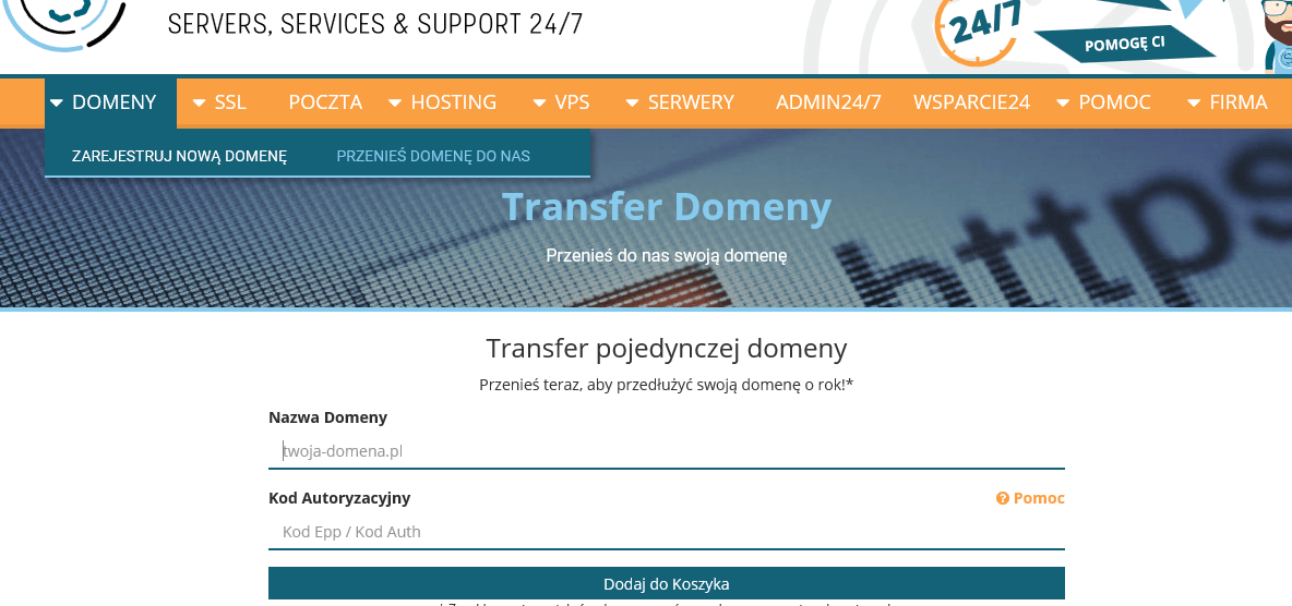 Czy transfer domeny jest skomplikowanym procesem? - Servizza Pomoc