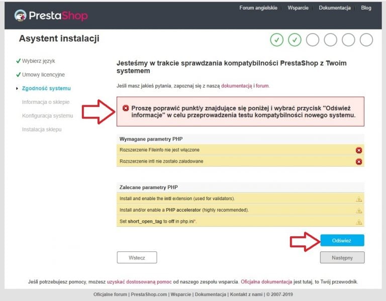 e-sklep na PrestaShop: Instalacja - Servizza Pomoc